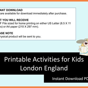 Printable Travel Activities for Kids London England, Travel Games ...