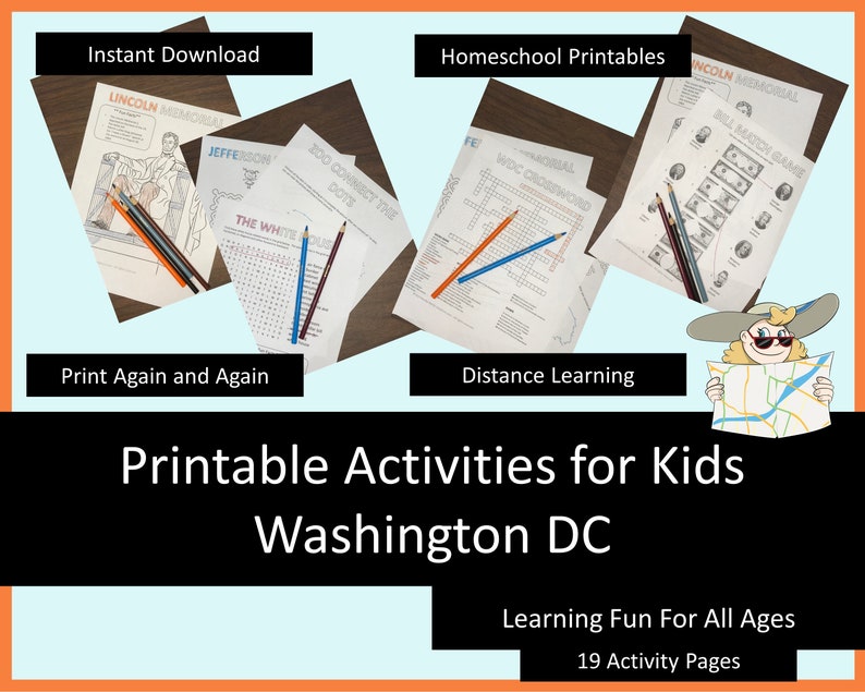 Printable Activities for Kids - Washington DC , Homeschool, Travel Play ...