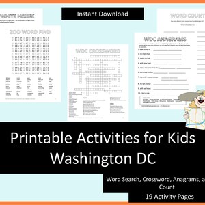 Printable Activities for Kids - Washington DC , Homeschool, Travel Play ...
