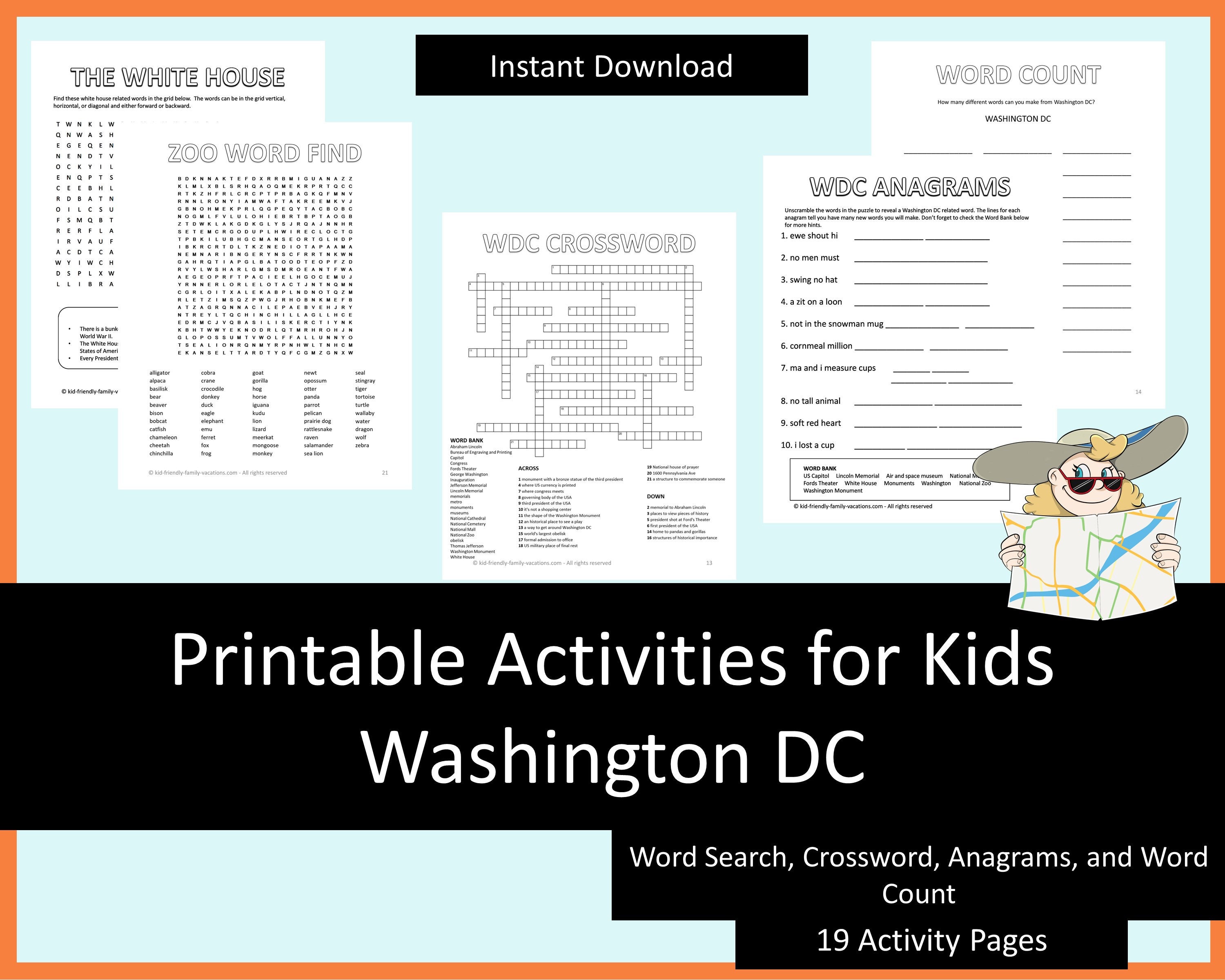 Printable Activities for Kids - Washington DC , Homeschool, Travel Play ...
