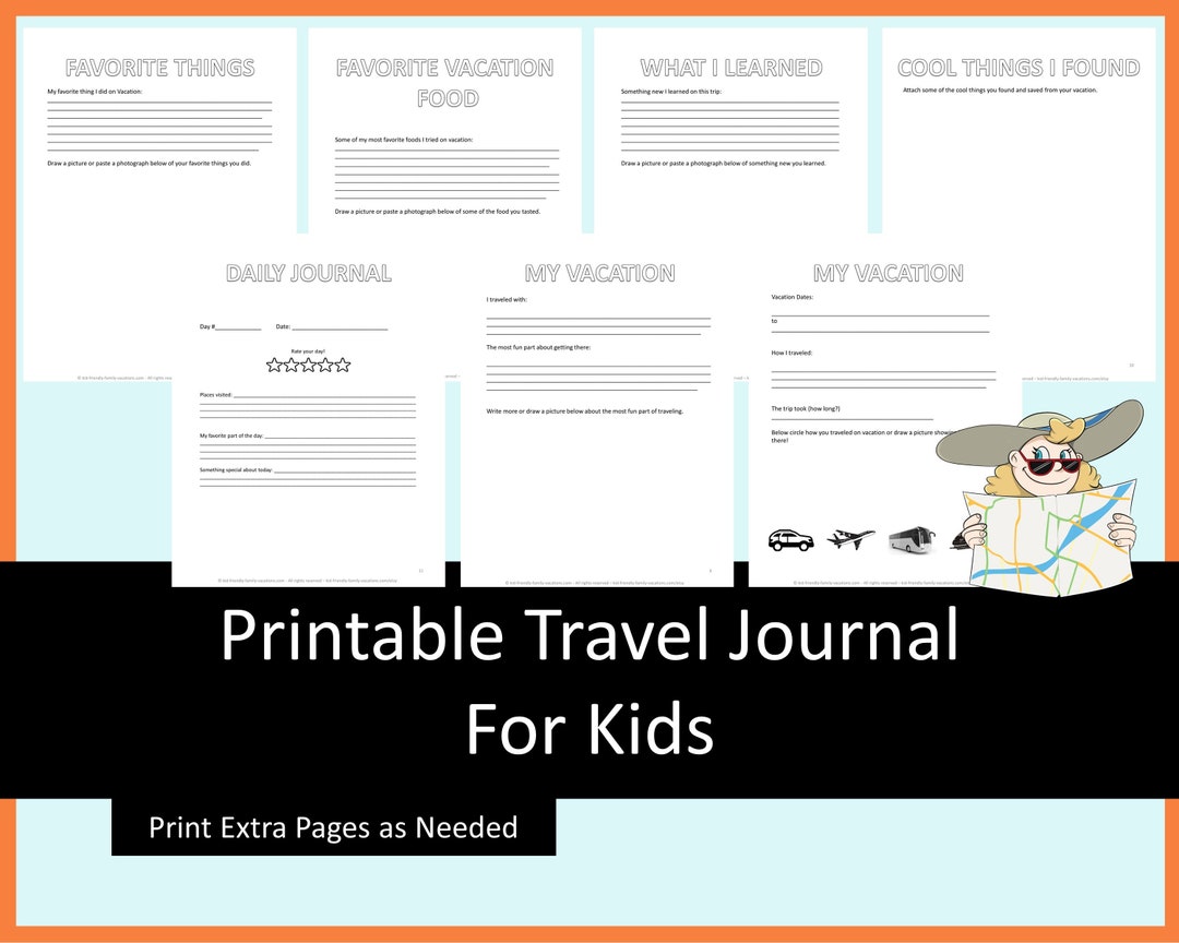 Printable Travel Journal for Kids - Minimalist, Vacation Journal ...