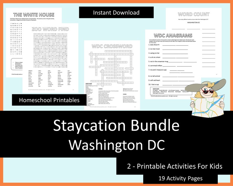 Staycation Bundle Washington DC, Printable Activities, Coloring Book ...