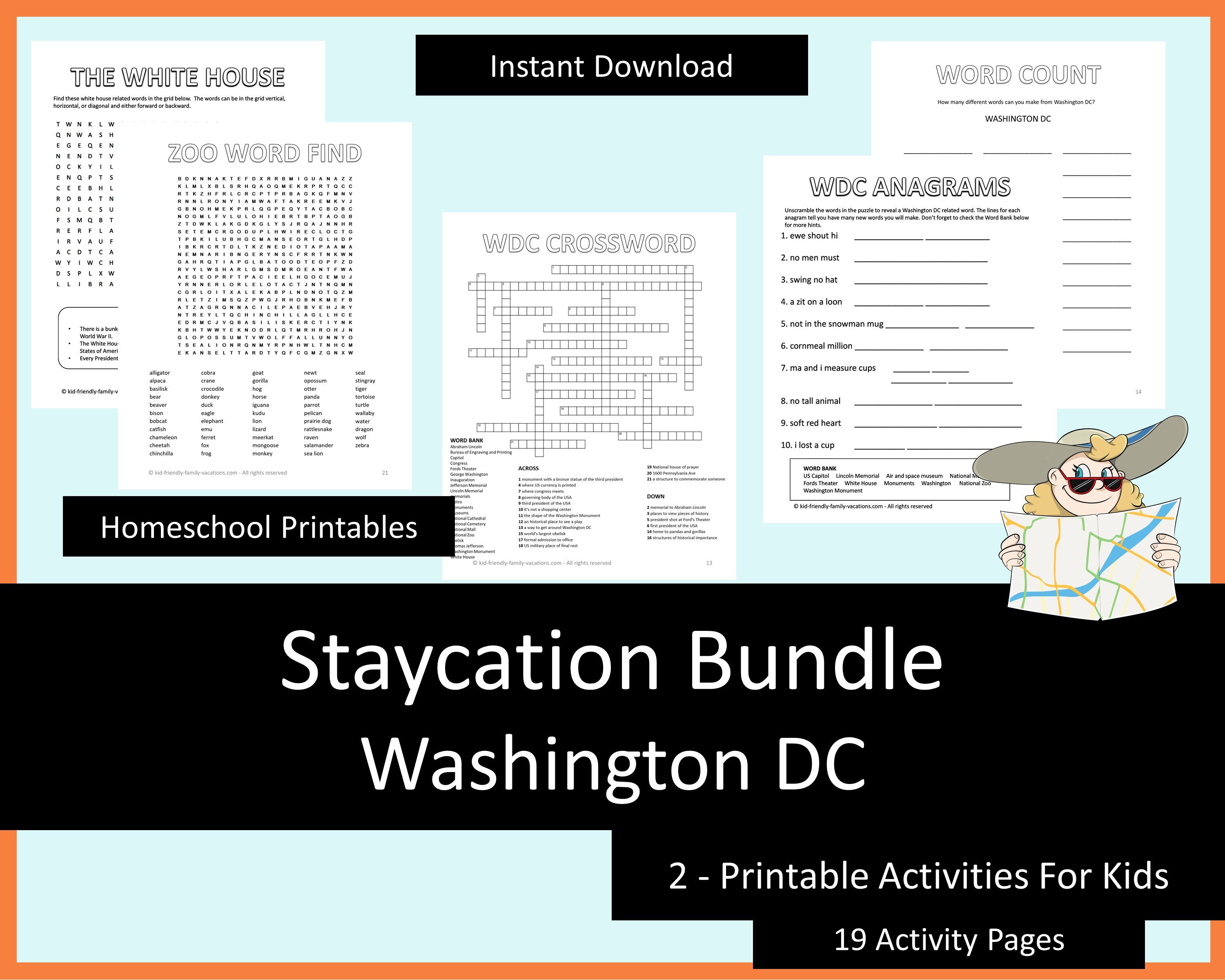 Staycation Bundle Washington DC, Printable Activities, Coloring Book ...