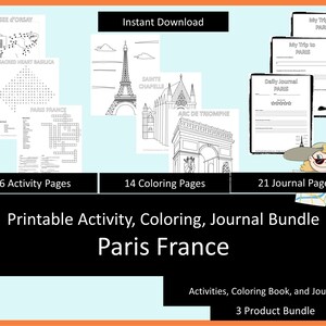 Printable Activities for Kids, Coloring Book, Journal Bundle - Paris ...