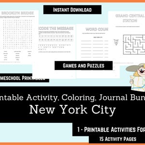 Printable Activities for Kids, Coloring Book, Journal Bundle - New York ...