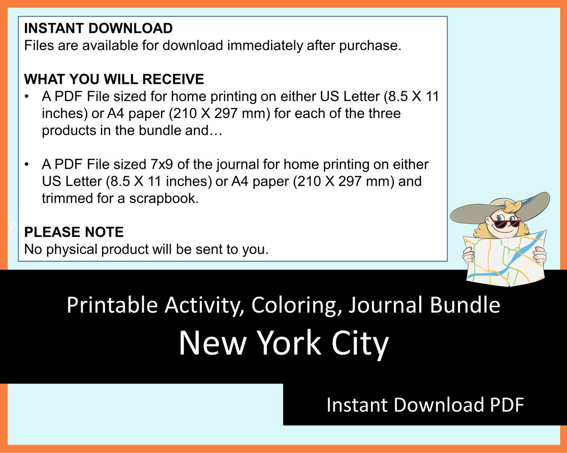 Printable Activities for Kids, Coloring Book, Journal Bundle New York ...