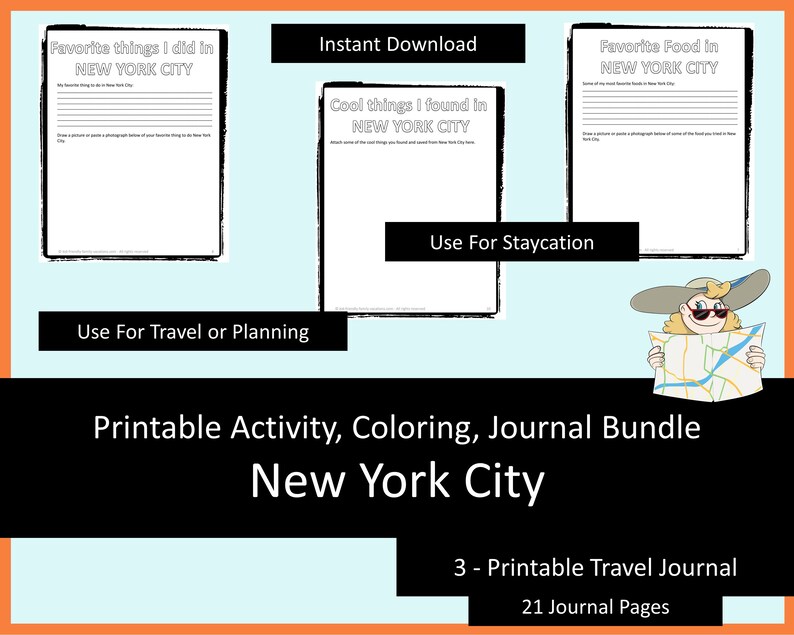 Printable Activities for Kids, Coloring Book, Journal Bundle - New York ...