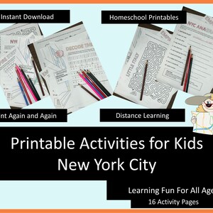 Printable Activities for Kids New York City, Homeschool, Travel Play ...