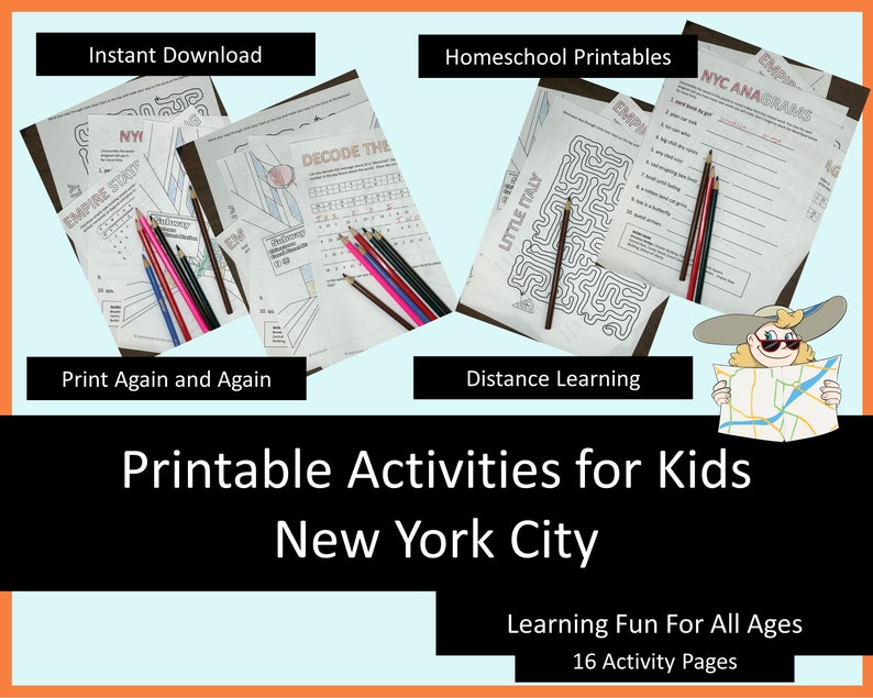 Printable Activities for Kids New York City, Homeschool, Travel Play ...