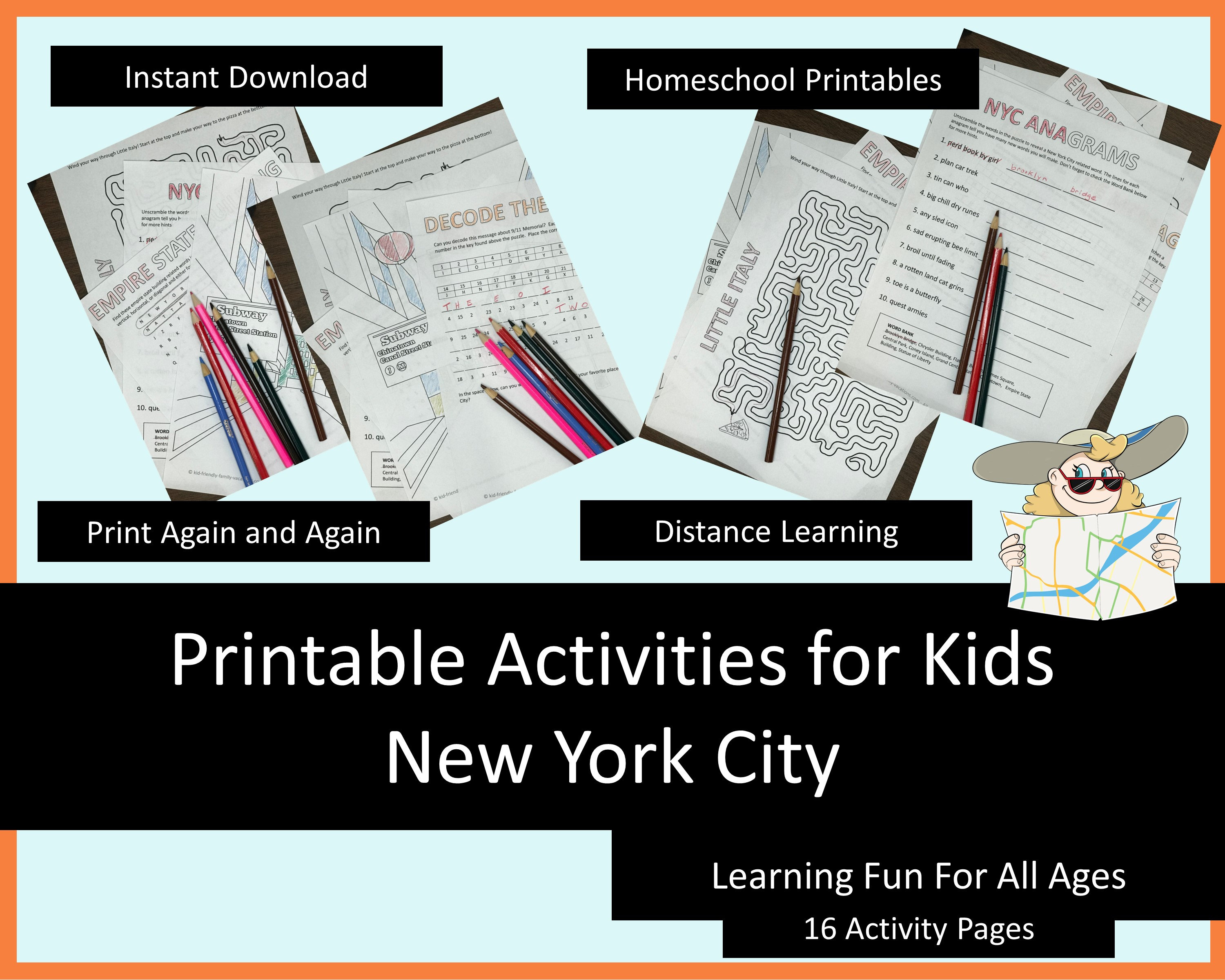 Printable Activities for Kids New York City, Homeschool, Travel Play ...