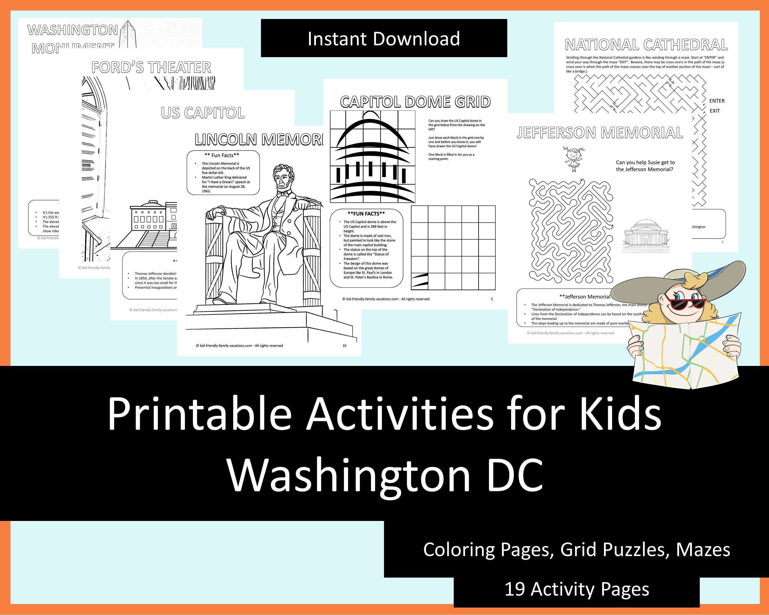 Printable Activities for Kids - Washington DC , Homeschool, Travel Play ...