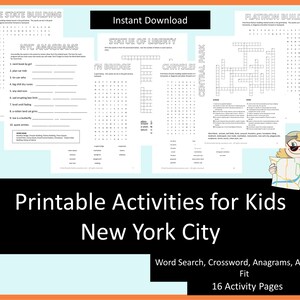 Printable Activities for Kids New York City, Homeschool, Travel Play ...
