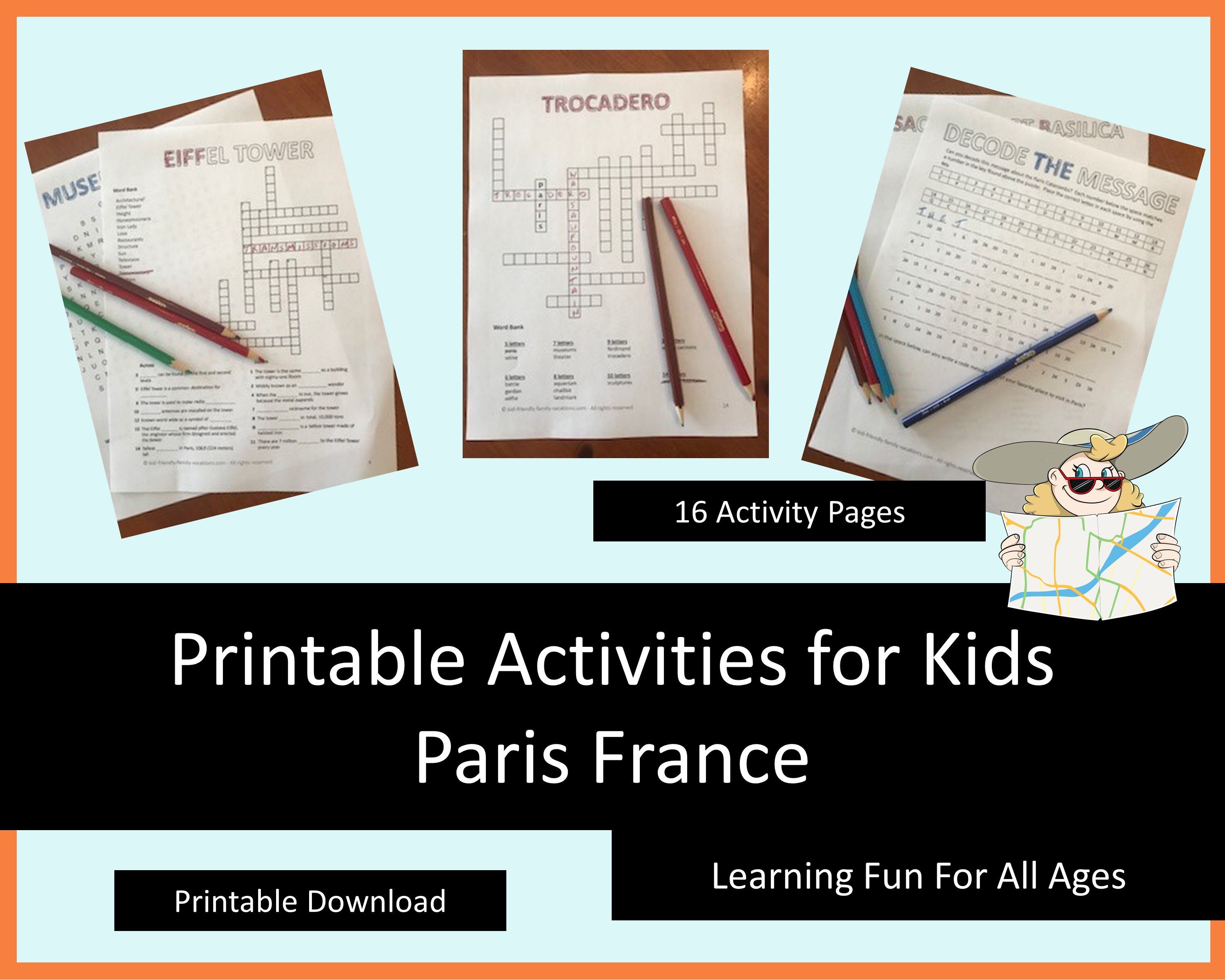 Printable Travel Activities for Kids - Paris France , Travel Games ...