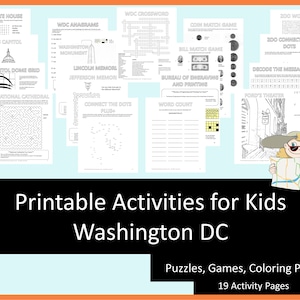 Printable Activities for Kids - Washington DC , Homeschool, Travel Play ...