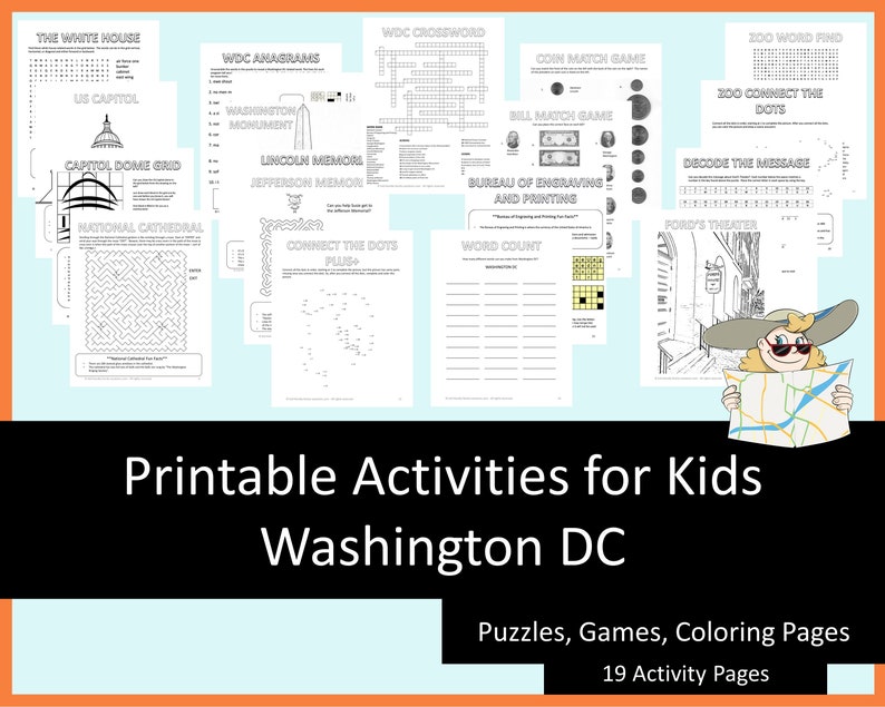 Printable Activities for Kids - Washington DC , Homeschool, Travel Play ...