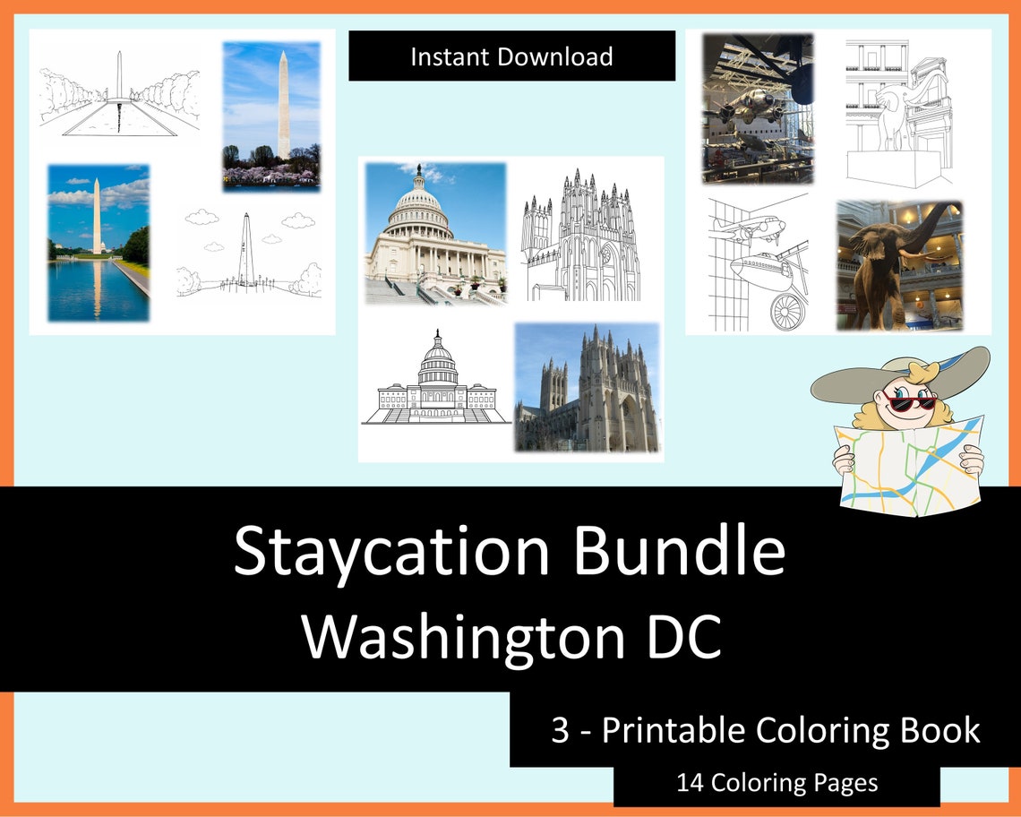 Staycation Bundle Washington DC, Printable Activities, Coloring Book ...