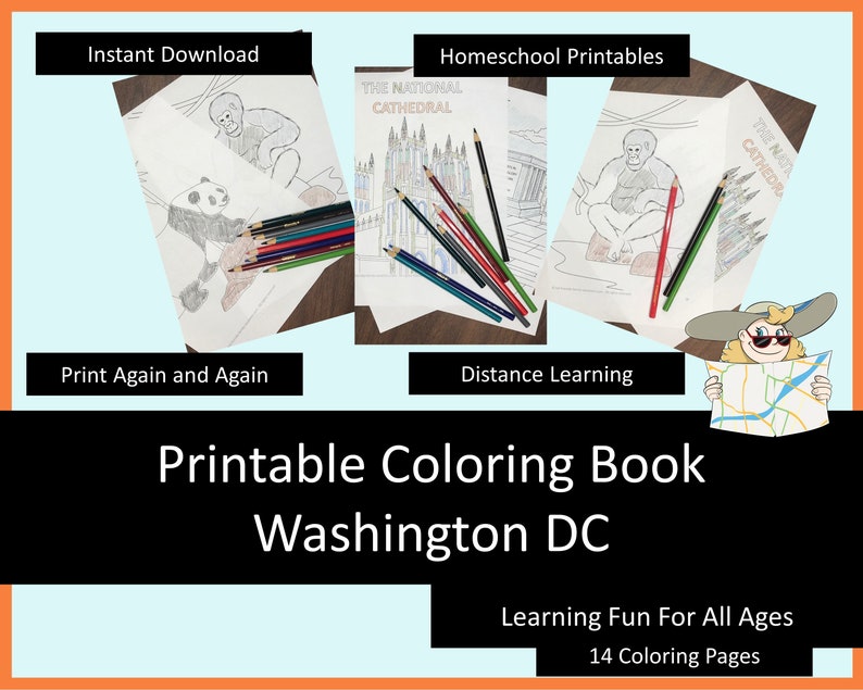 Washington DC Trip Kids Travel Coloring Pages, Printable Coloring Kids ...
