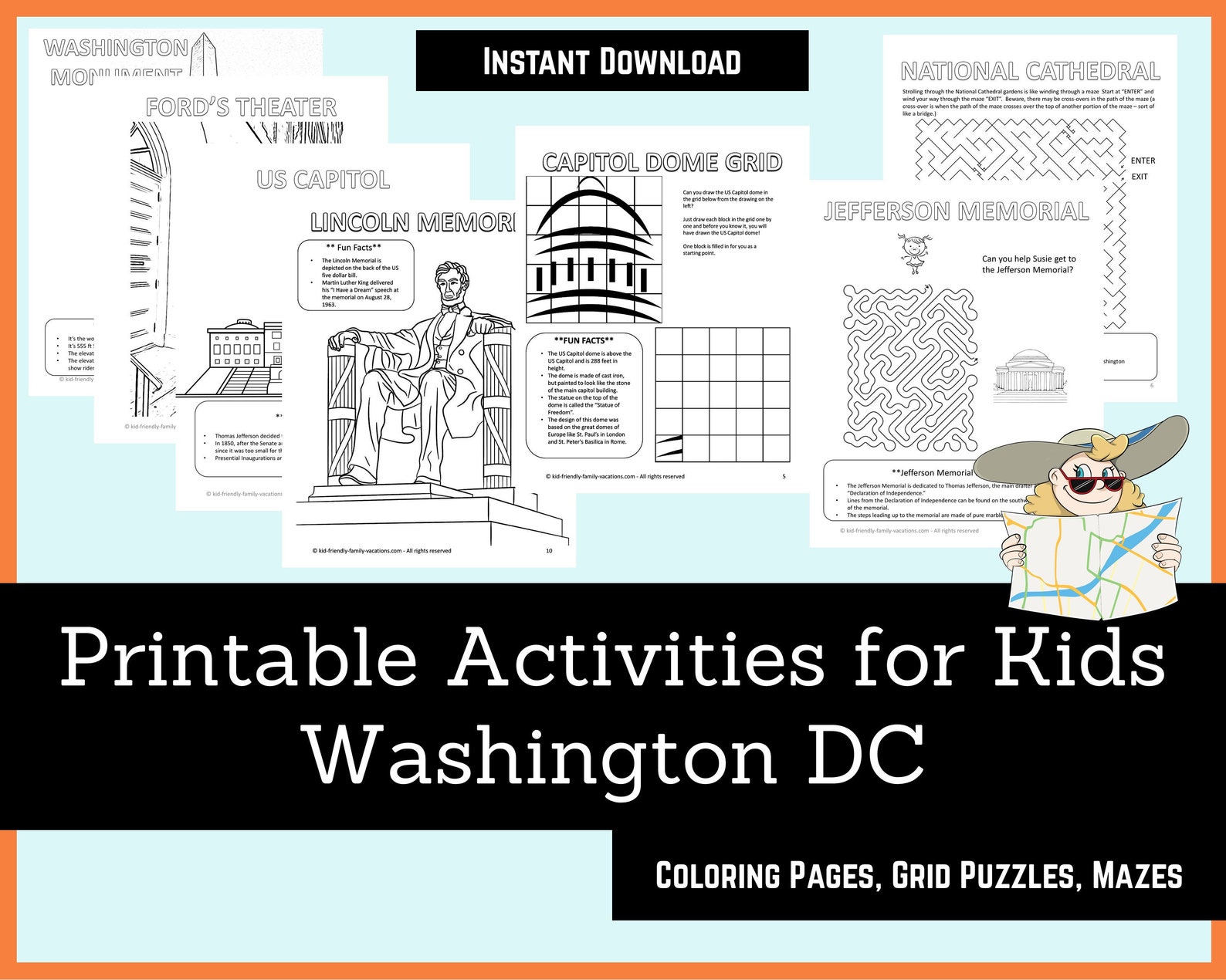 Printable Activities for Kids Washington DC Homeschool - Etsy