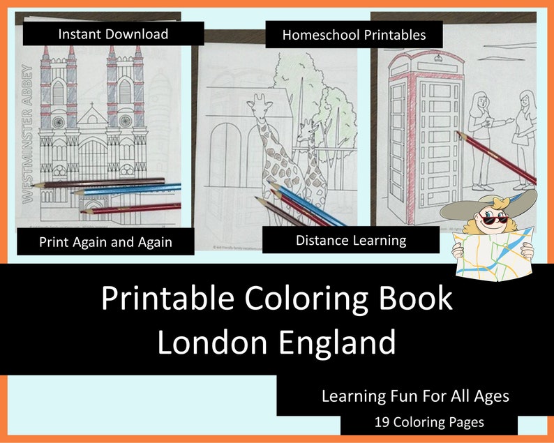 London Travel Kids Coloring Pages, Printable Coloring Kids Travel ...