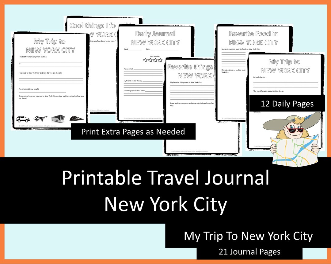 New York City Trip Printable Travel Journal for Kids, Vacation Journal ...