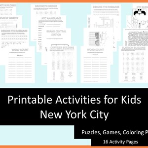 Printable Activities for Kids New York City, Homeschool, Travel Play ...