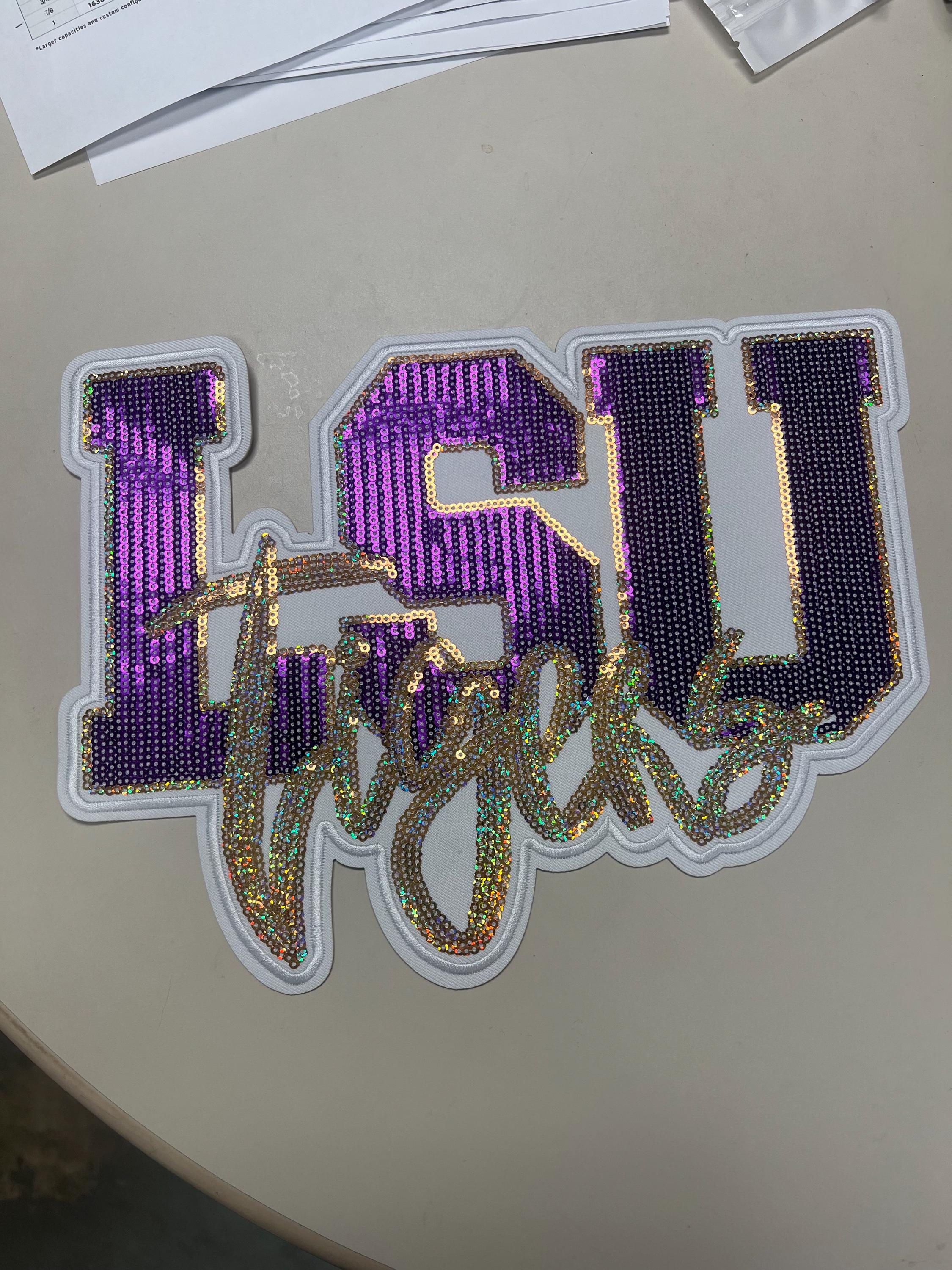 LSU Tigers Sequin Iron on Patch Clothing Apparel Patch - Etsy