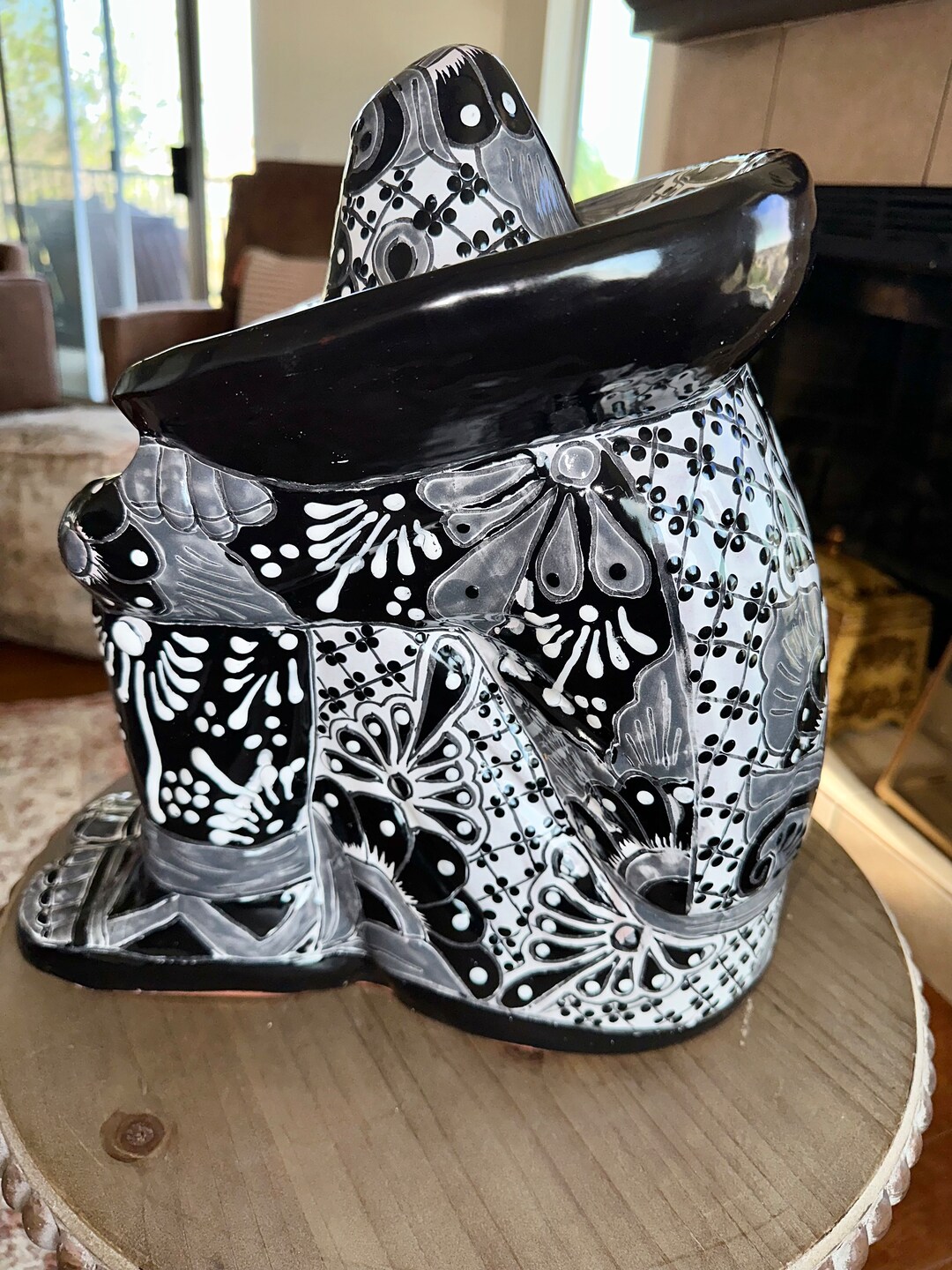 Panchito Black and White Talavera Statue Sleeping Mexica Man - Etsy