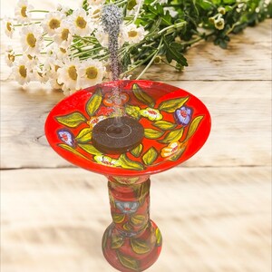 Bird Bath: Red and Orange Rim, Floral Design Hand-painted Talavera - Etsy