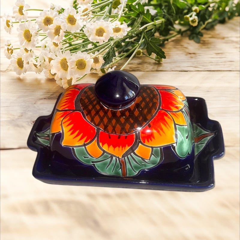 Blue Orange Butter Dish - Etsy