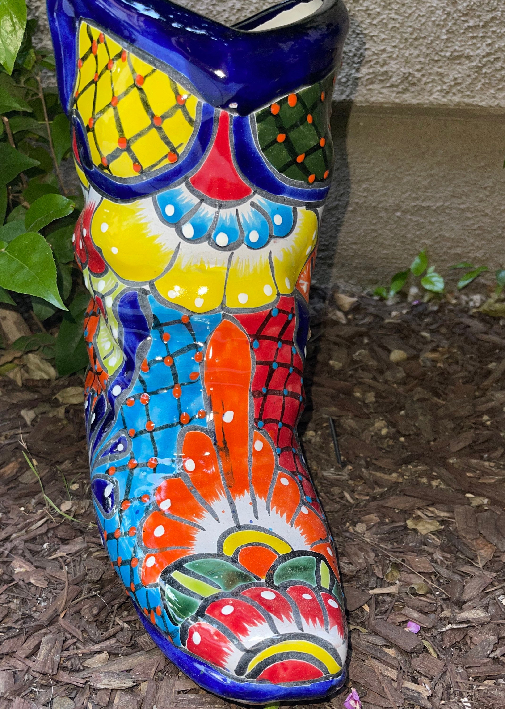 Talavera Cowboy Boot Planter: Hand-painted Mexican Folk Art - Etsy