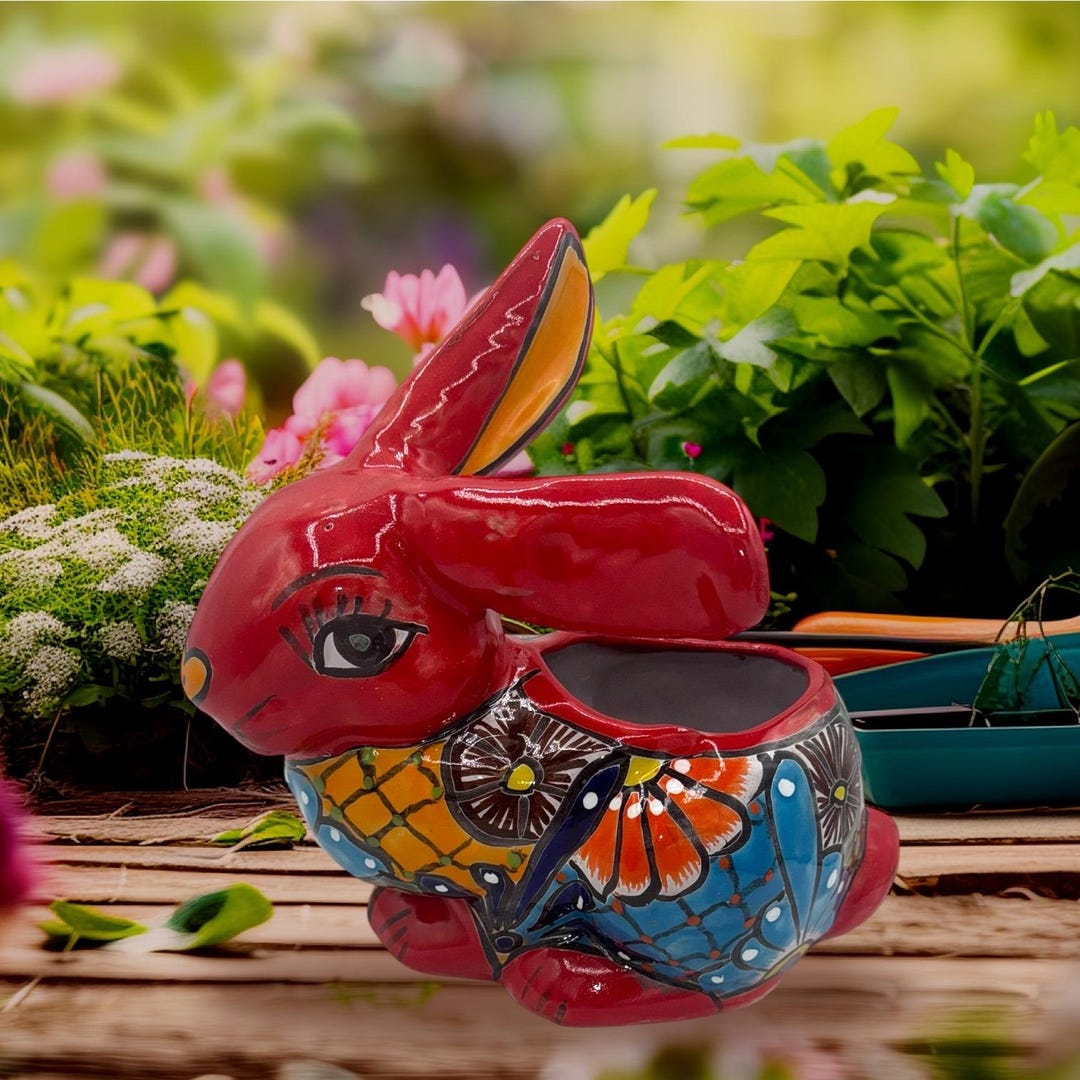 Talavera Jack Rabbits Planters Ceramic Beautifulplanters Red With ...