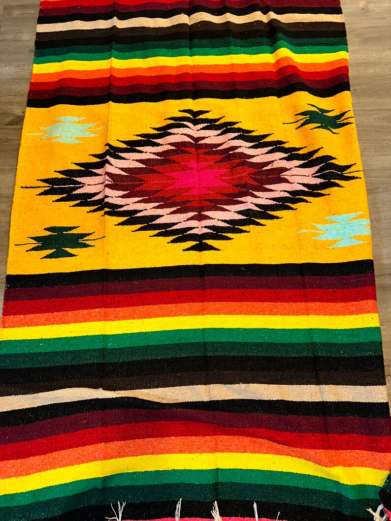 Mexican Blanket and Multicolored Aztec Lines Striped Handmade - Etsy