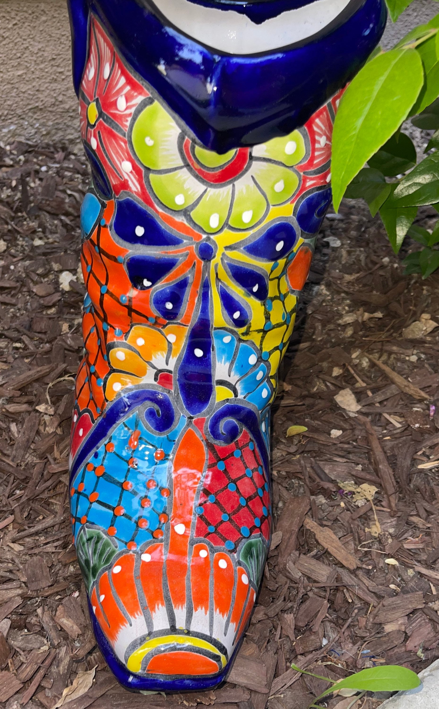 Talavera Cowboy Boot Planter: Hand-painted Mexican Folk Art - Etsy