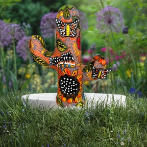 Cactus Saguaro Statue Terracotta With Sunflower I Butterflies Hand ...