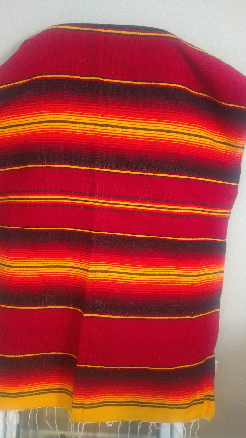 Blanket Mexican Serape Red Yellow and Black Lines Saltillo - Etsy