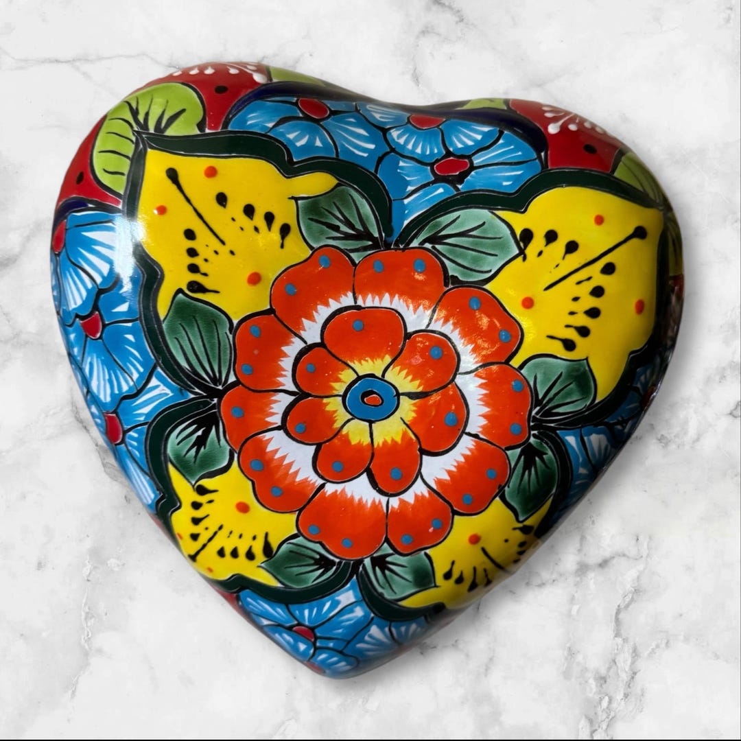 Talavera Heart Wall Hanging: Colorful Mexican Folk Art - Etsy
