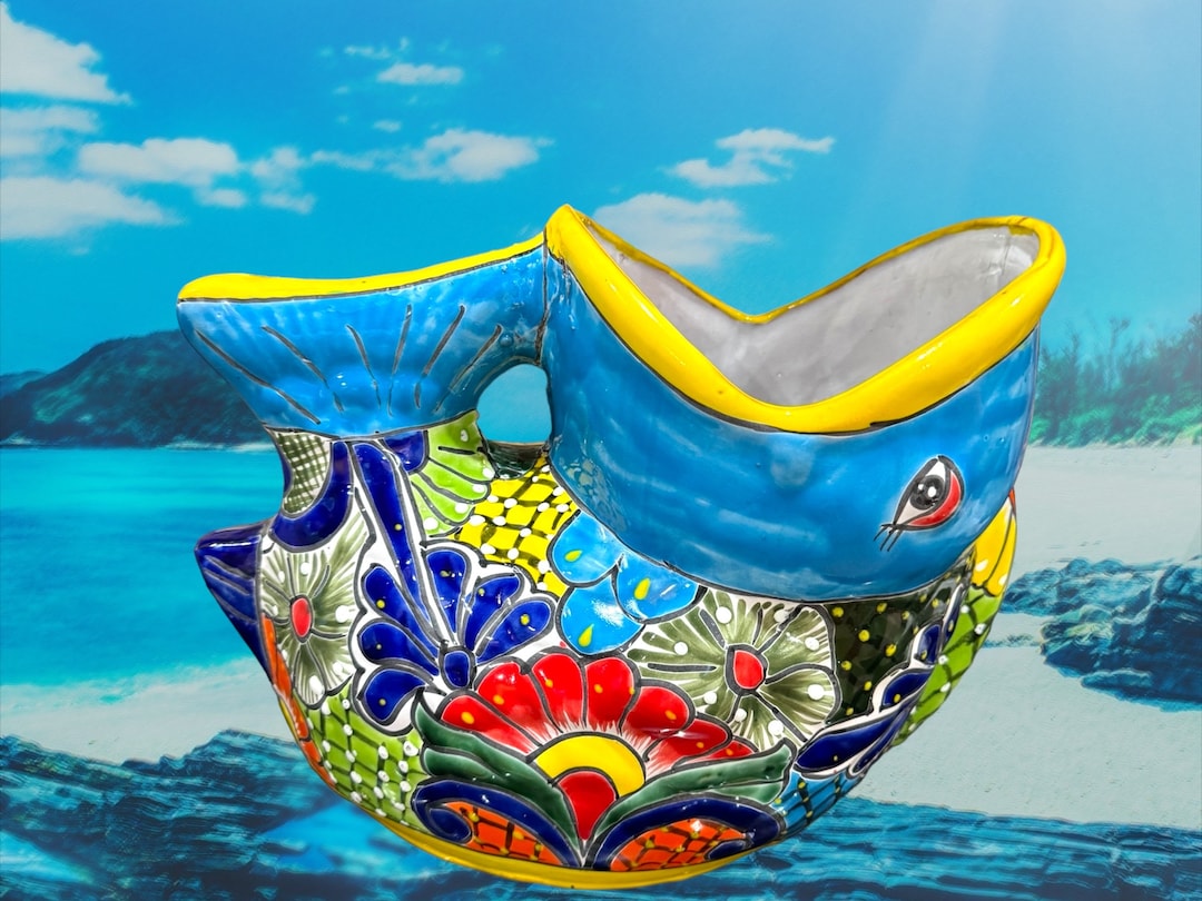Big Fish Talavera Planter Variety of Multicolored 18”x 11” Extra Large ...