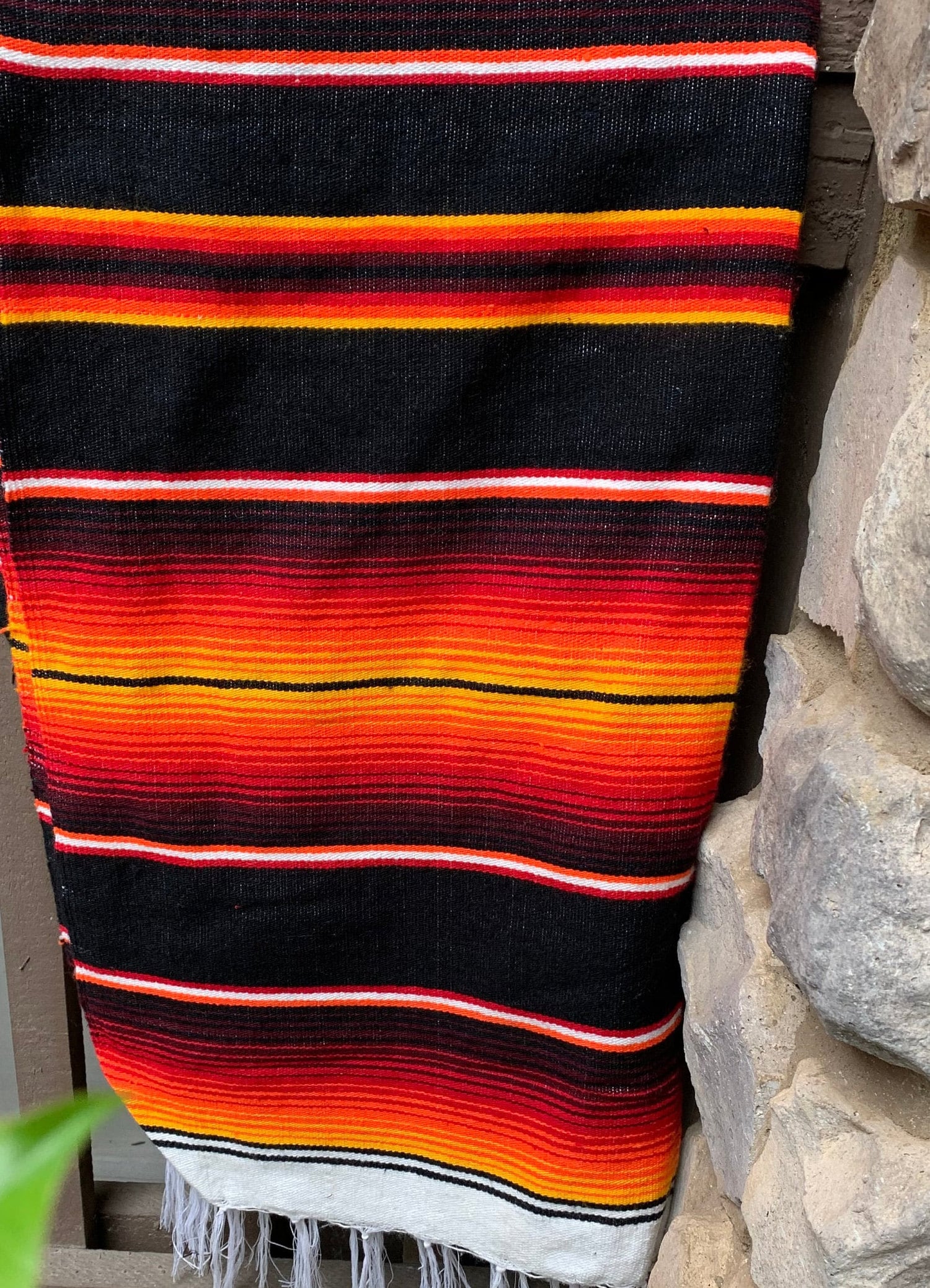 Xtra Large Mexican Serape Blanket: Red, Orange, Black Falsa Blanket - Etsy