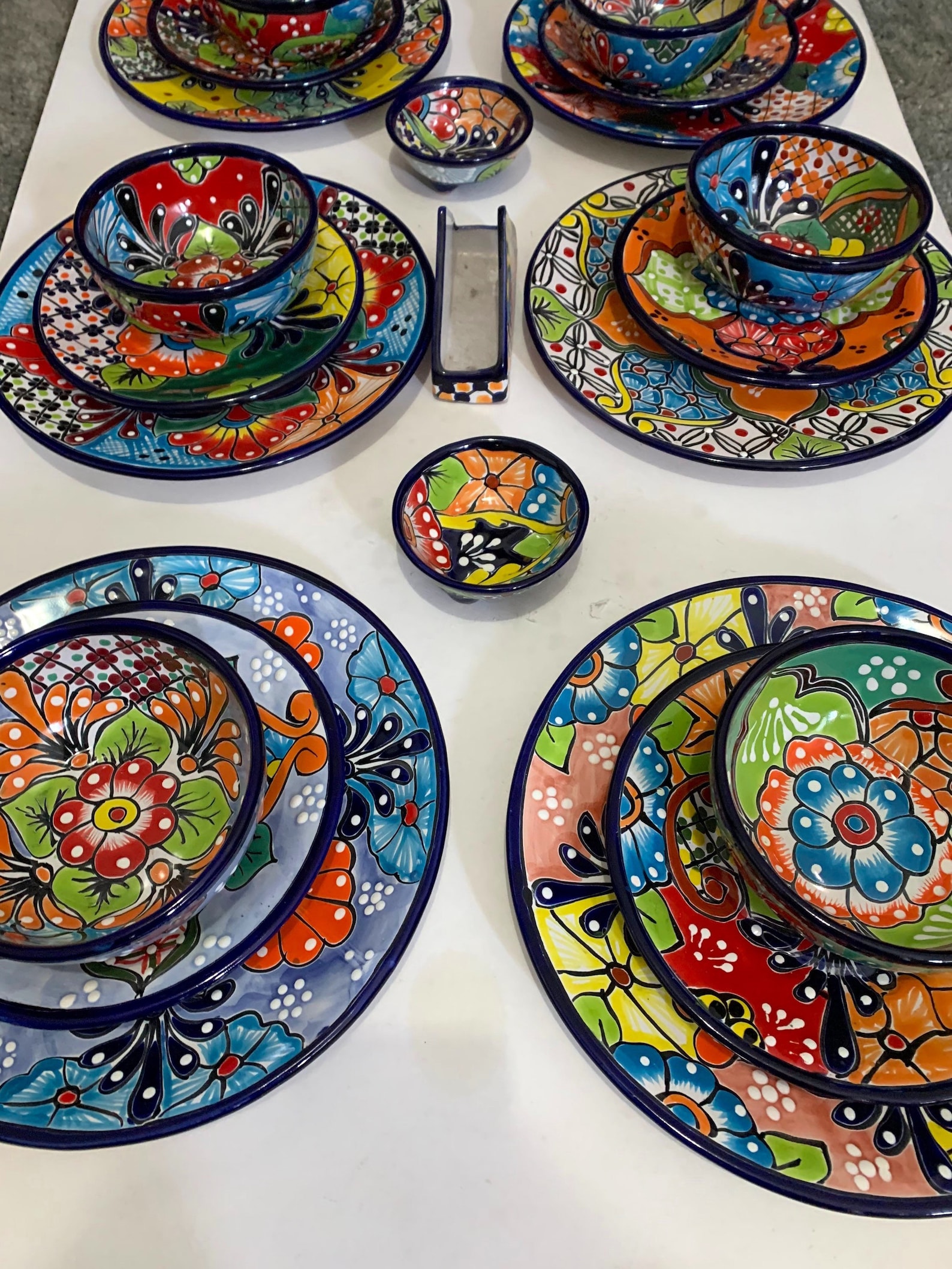 Talavera Dinnerware Set: Mexican Floral Dishes, Seating for 8 - Etsy