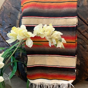 Serape Blanket Desert Chic Brown, Taupe, and Orange Mexican Blanket (82 ...