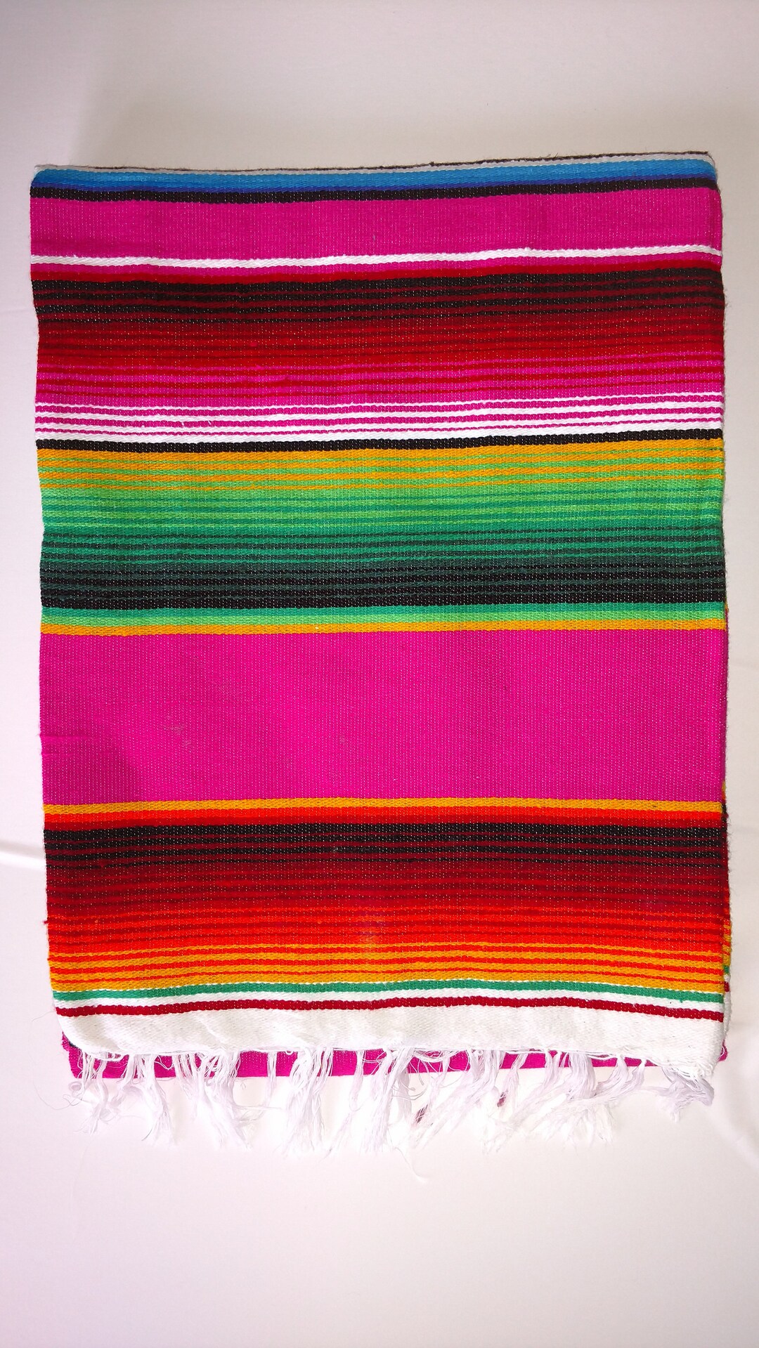 Pink Fuchsia Serape Blankets Mexican and Rainbow Striped EXTRA LARGE ...