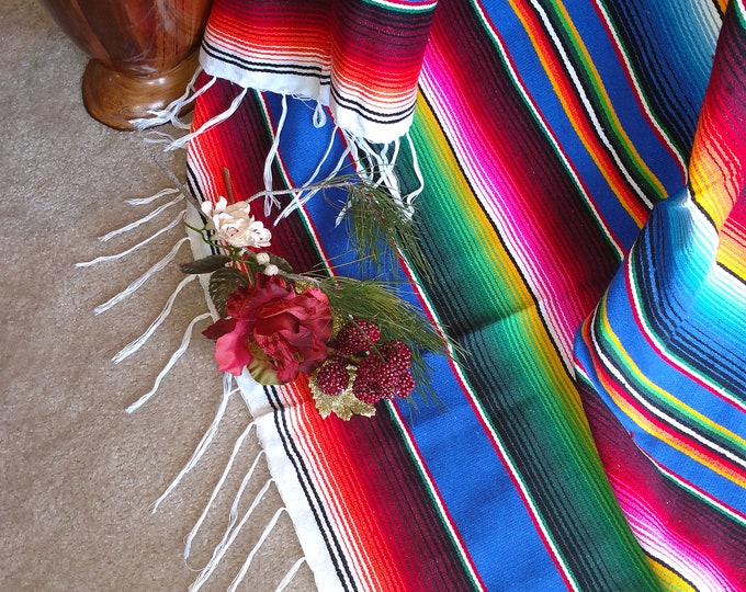 Black Sarape Hot Rod Serape Mexican Blanket Saltillo Southwestern Beach ...