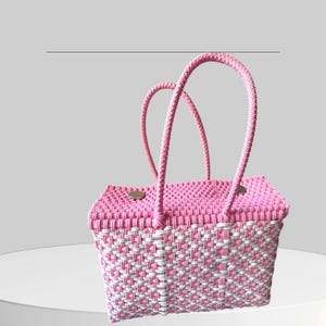 Woven Plastic Handbag: Multicolored Recycled Plastic Tote - Etsy