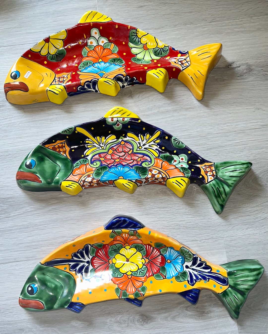 Talavera Fish Hand Painted Beautiful Colors Floral Design - Etsy
