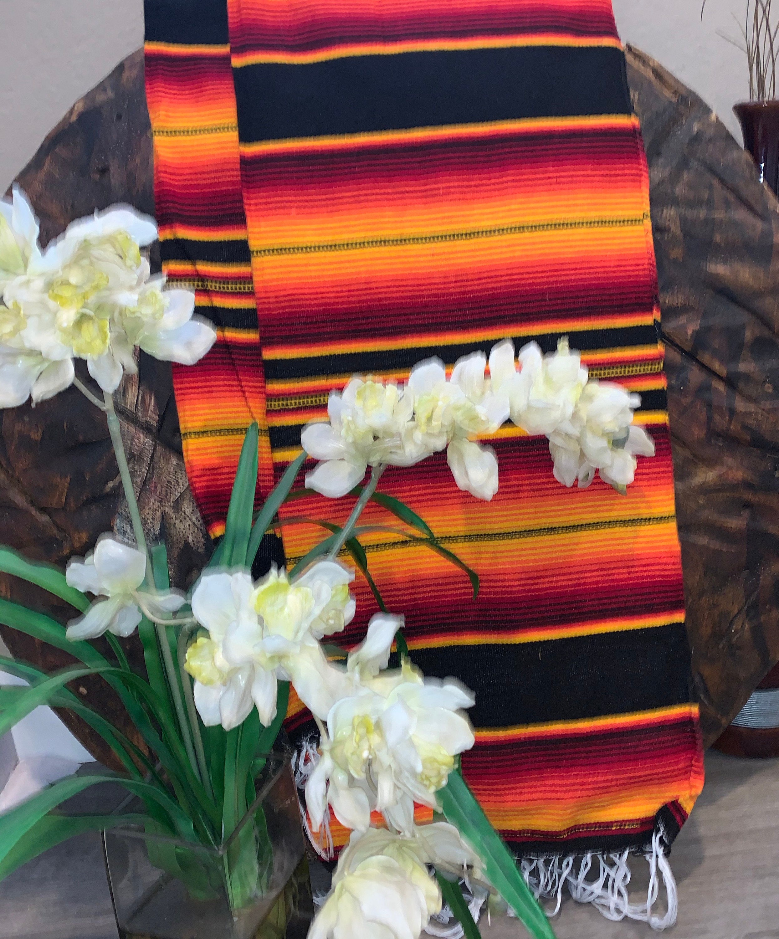 Hot Rod Orange Red Black Stripe Serape Mexican Blanket Rainbow - Etsy