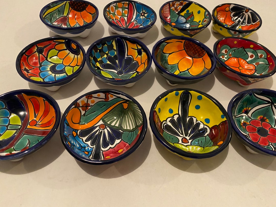 Handmade Talavera Salsa Bowls: 4" Mexican Folk Art Condiment Dishes - Etsy