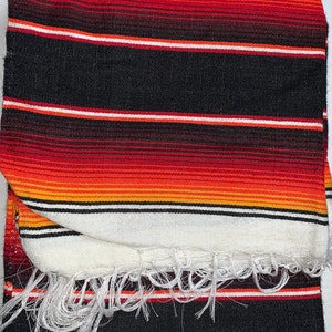 Xtra Large Mexican Serape Blanket: Red, Orange, Black Falsa Blanket - Etsy