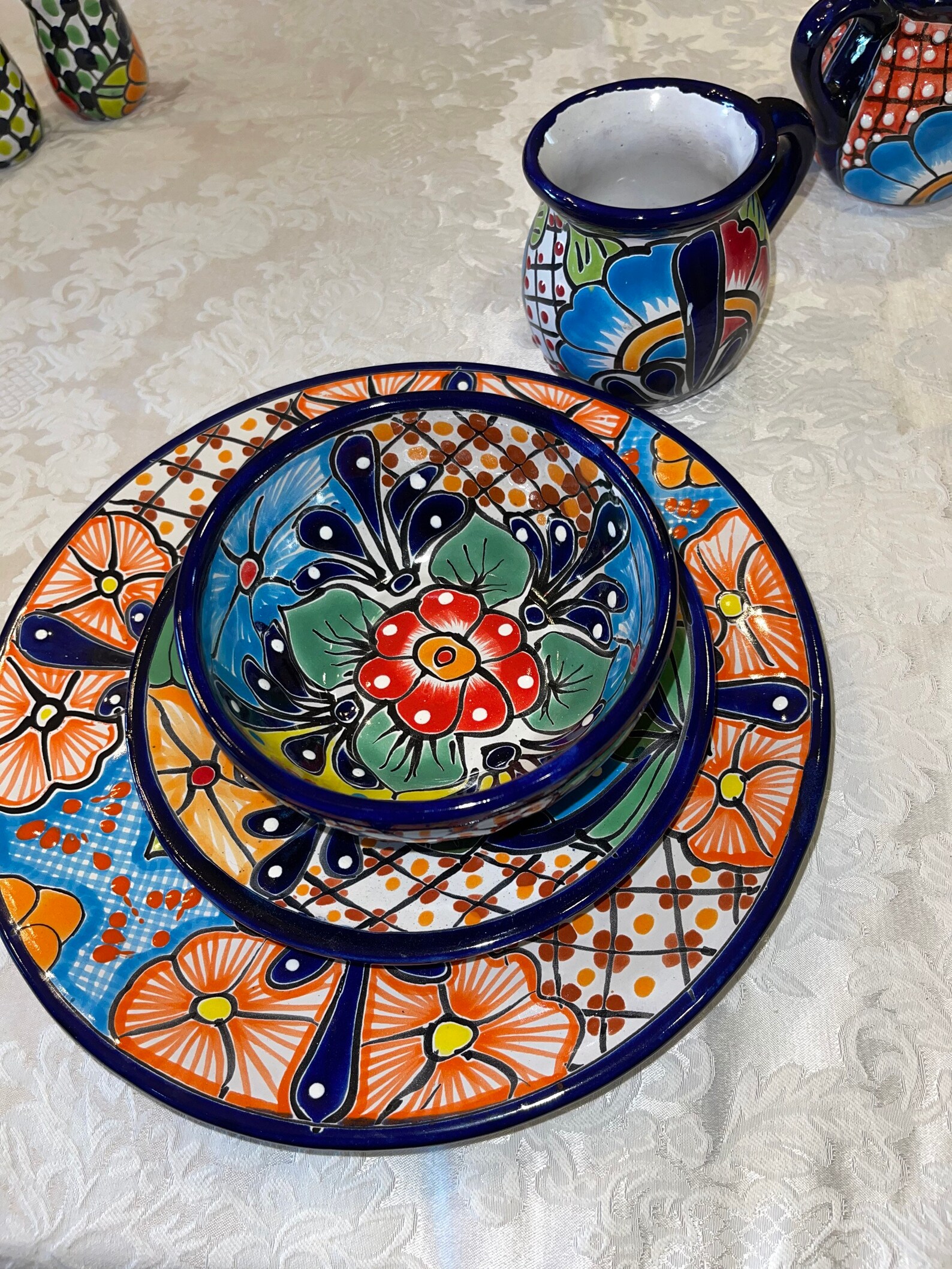 Handmade Mexican Talavera Dinnerware Set: Vibrant Floral Dishes, 35 ...