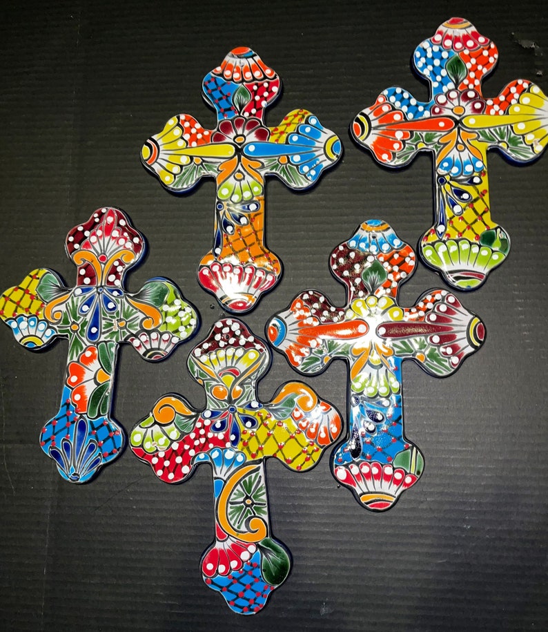 Hand-painted Talavera Cross: Multicolored Ceramic Wall Decor - Etsy