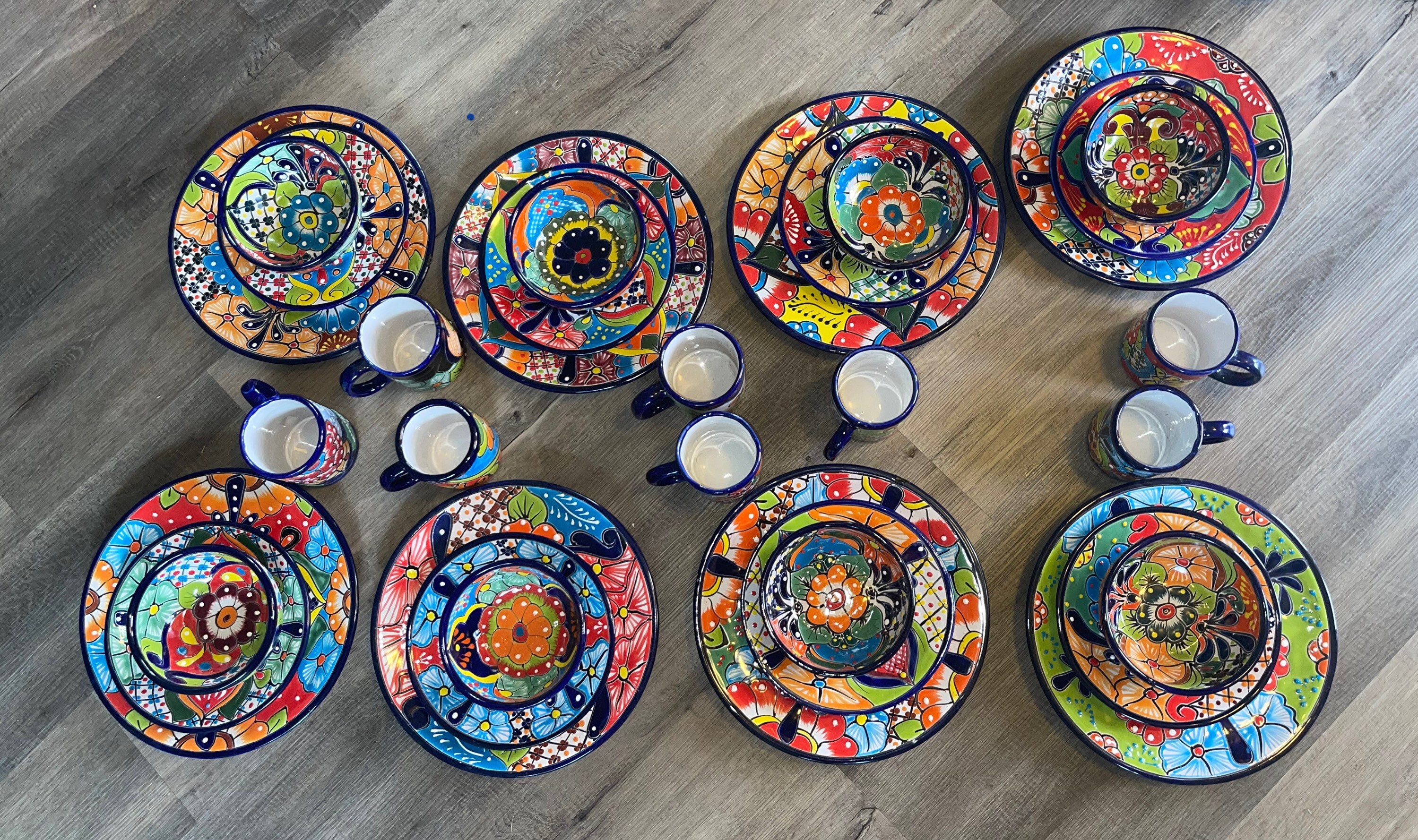 Handmade Mexican Talavera Dinnerware Set: Vibrant Floral Dishes, 35 ...